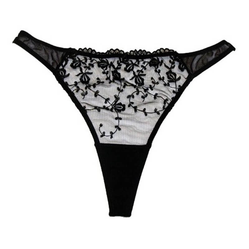 Ines Black Sheer Thongs 